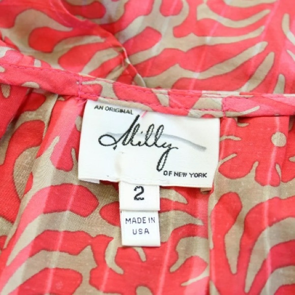 Milly | Tops | Milly New York Floral Ruffle Blouse Coral | Poshmark